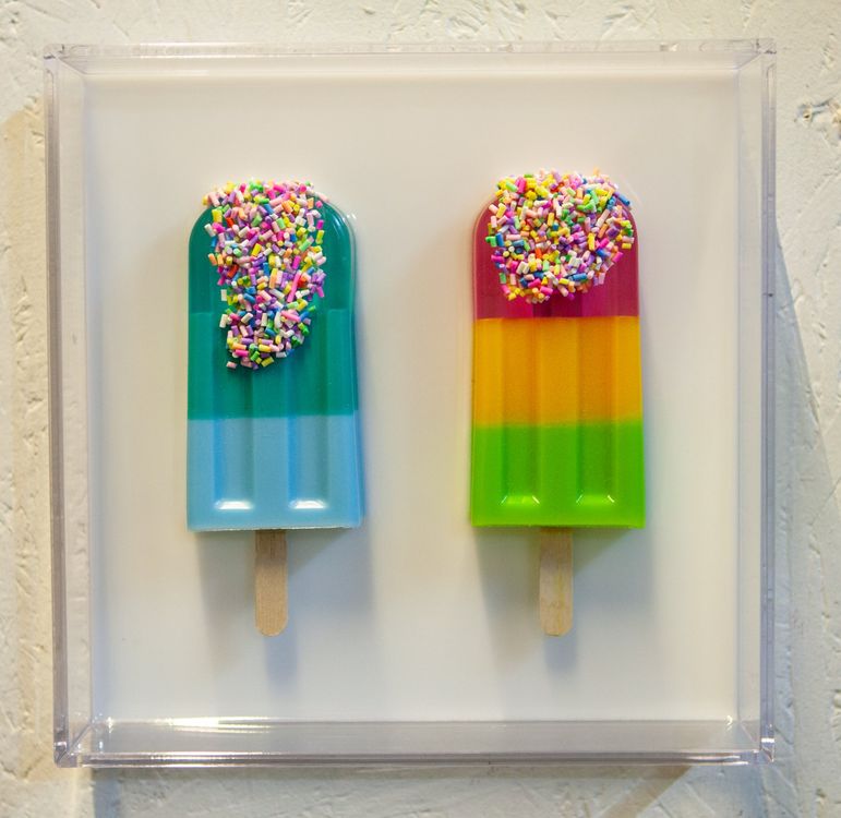 Gemälde, Pop Art, Eis am Stiel , Resinart, Unikat (Neu und ...