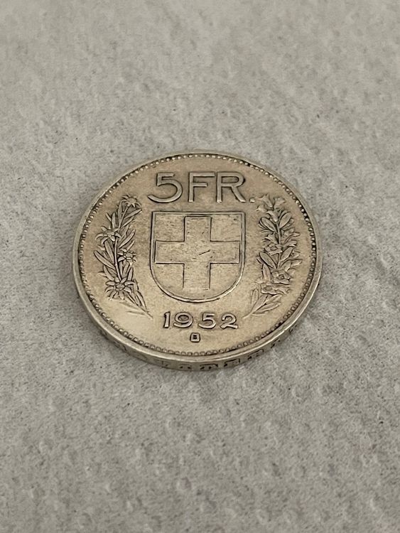5.- Franken Silber von 1952. Wenig geprägt. Rar. Top Zustand | Kaufen auf Ricardo