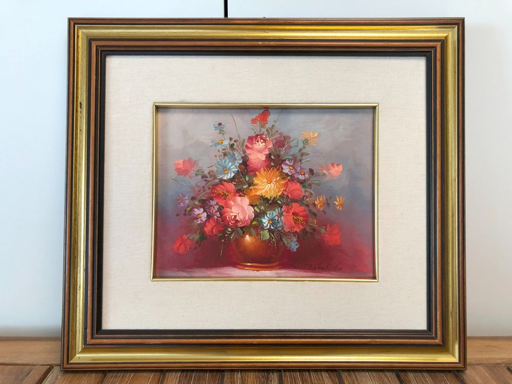 Robert Cox, Bunte Blumen Gemälde, 43 cm breit x 38 cm hoch (Gebraucht) in Hirzel für CHF 160 ...