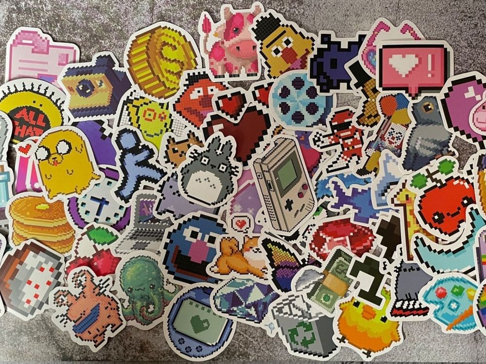 65x Retro Cartoon Pixel / Aufkleber Sticker | Kaufen auf Ricardo