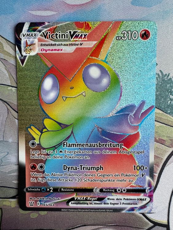Pokémon TCG - Victini VMAX Rainbow (165/163) (Neu (gemäss Beschreibung ...
