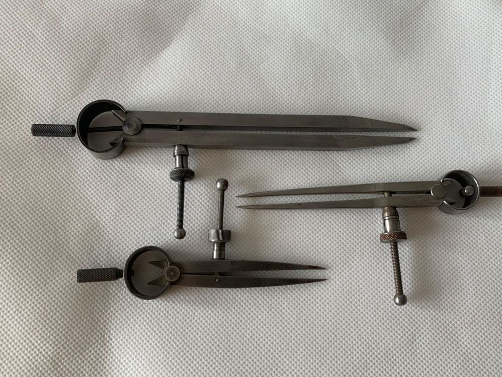 Lot de 3 compas à pointe sèche - vintage (D'occasion) à frasses pour ...