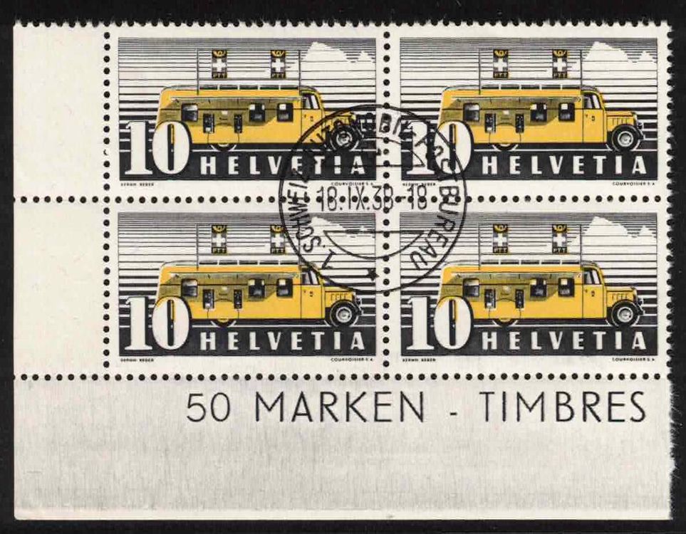 1937 Postauto Nr. 210y im 4er-Block ʘ , SBK 60.- (Neu (gemäss Beschreibung)) in Nuglar für CHF 7 ...