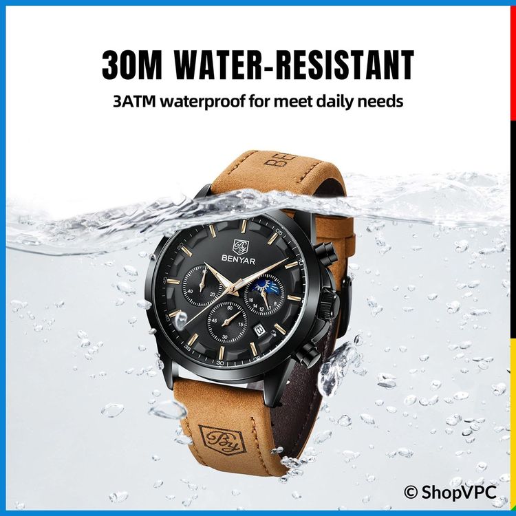 Herrenuhr mit Lederband und analogem Quarzwerk | Kaufen auf Ricardo