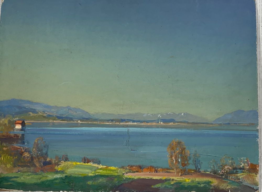 Seelandschaft mit sehr schönen Sujet unleserlich Signiert (Gebraucht) in Root für CHF 5 – mit ...