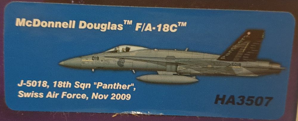 Schweizer Luftwaffe F/A 18 C Hornet Staffel 18 Panthers 1:72 (Neu und ...