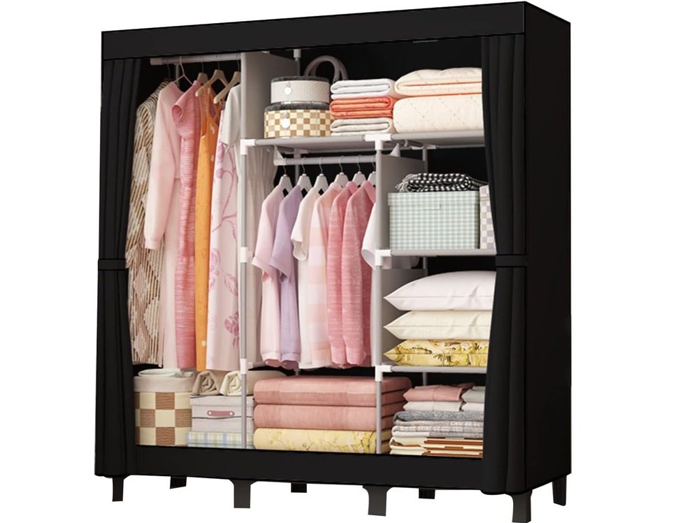 Kleiderschrank, Stoffschrank, 2 Kleiderstangen, Faltschrank (Neu und originalverpackt) in ...