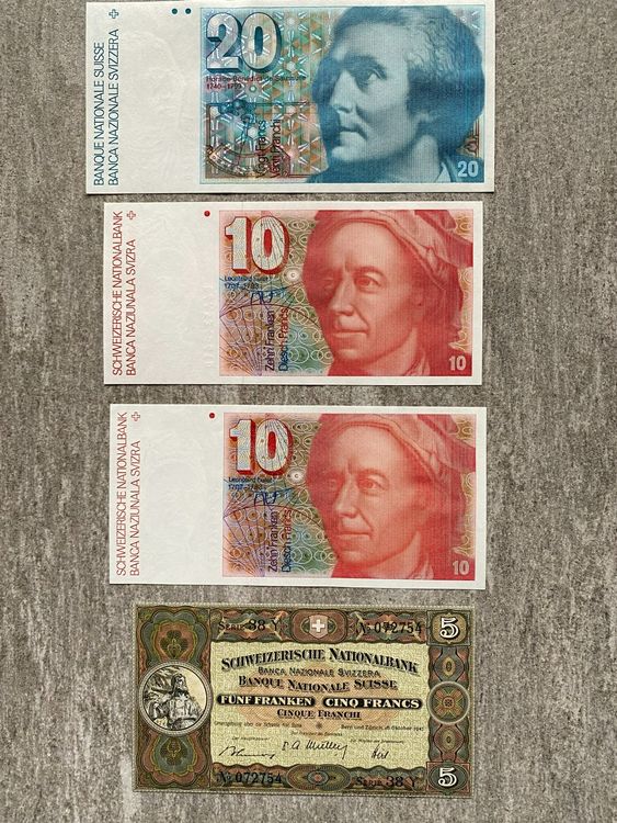 Alte CH-Banknoten - alle ungefaltet und unzirkuliert (Gebraucht) in ...