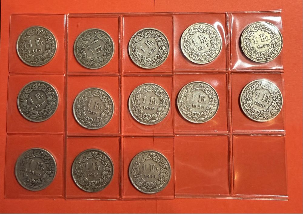 13 x 1 franc Suisse de 1877 à 1947 argent (D'occasion) à Morges pour CHF 96 – avec livraison ...
