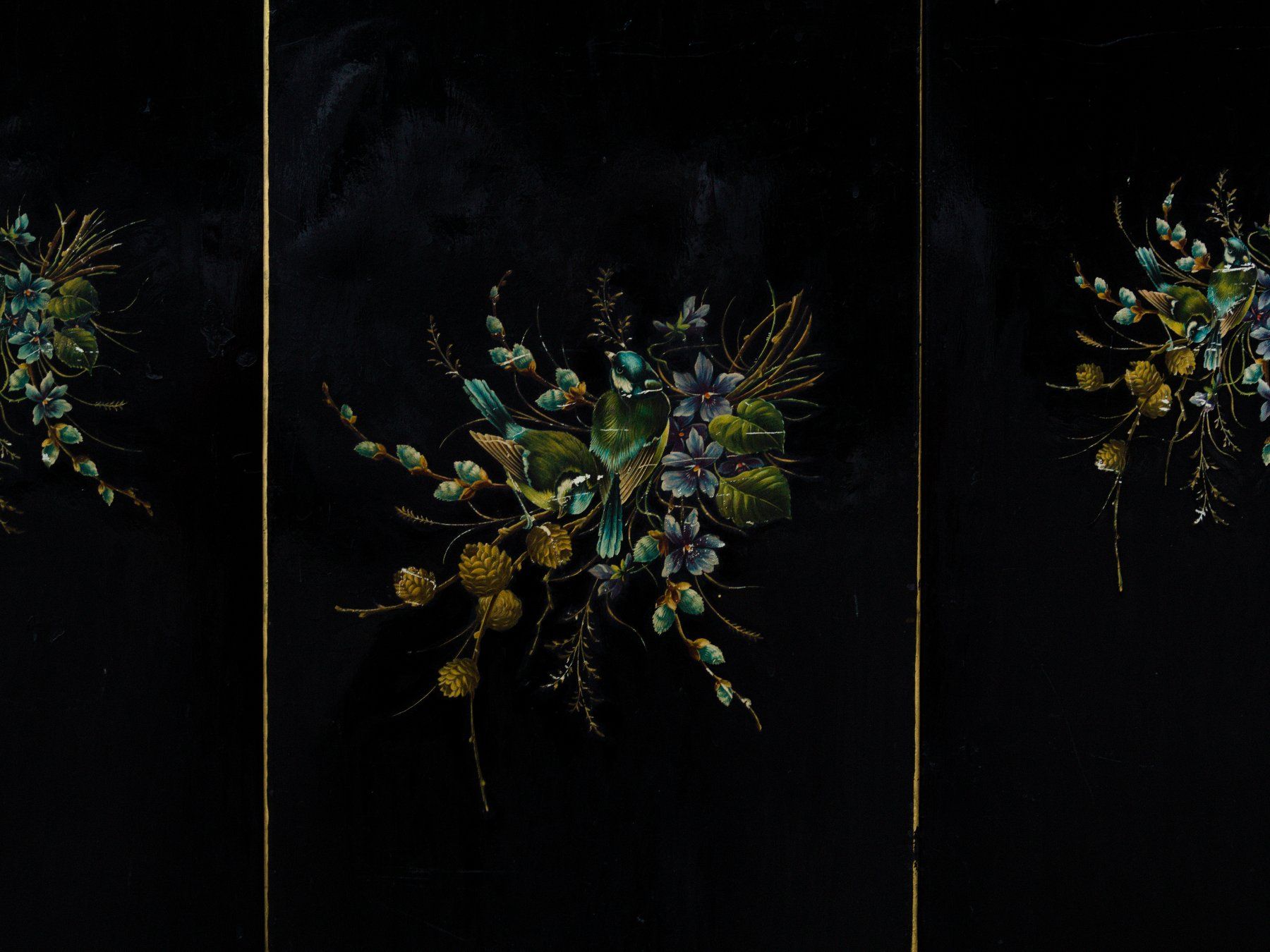 Écran de cheminée en tôle noire peinte et dorée (D'occasion) à Les ...