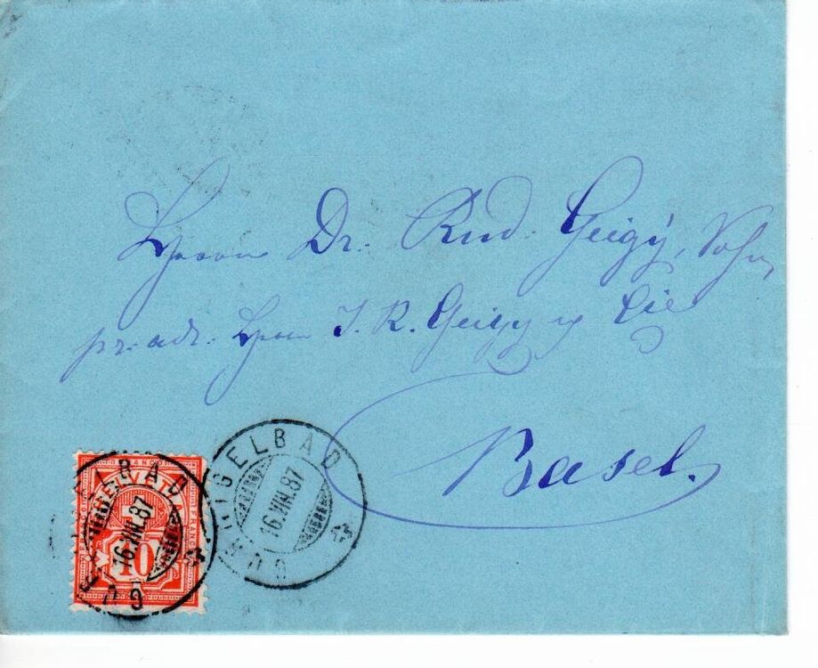 Brief, Gurnigelbad - Basel 1887 mit falschem Stempeldatum | Kaufen auf ...