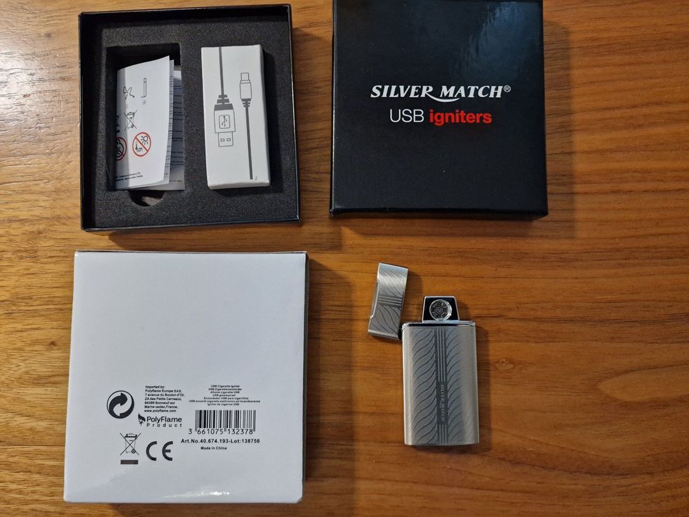 Silver Match USB Feuerzeug, Edgware USB Igniter, Anzünder (Neu und ...