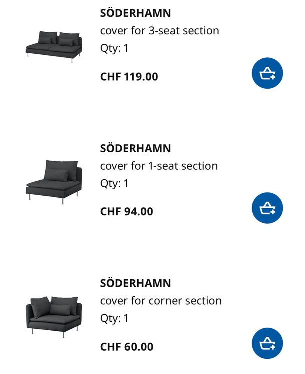 IKEA söderhamn sofa covers fridtuna dark grey (Gebraucht) in Gebenstorf ...