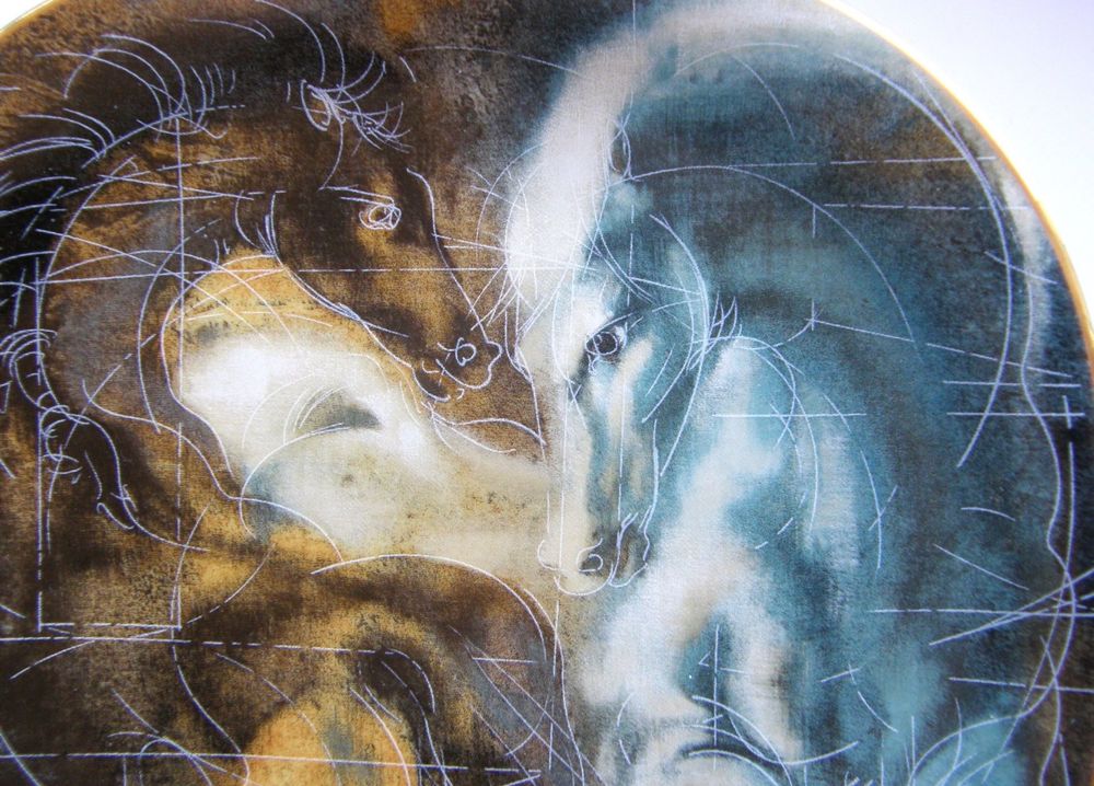 original HANS ERNI «Zwei Pferde» ROSENTHAL 1992 classic (Neu (gemäss Beschreibung)) in Lohn ...