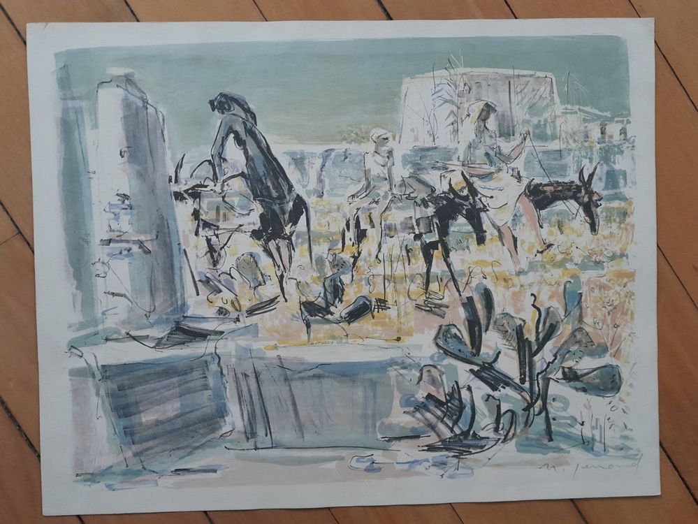 Lithografie ? - Genoud Nanette - Wüste - Personen auf Eseln | Kaufen auf Ricardo