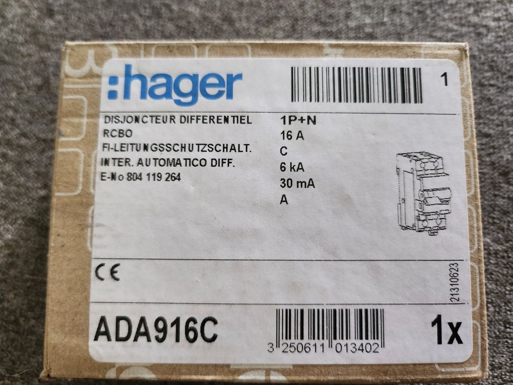 Hager FI / LS 1P+N 6kA C-16A 30mA (Gebraucht) in Mellingen für CHF 50 – mit Lieferung auf ...