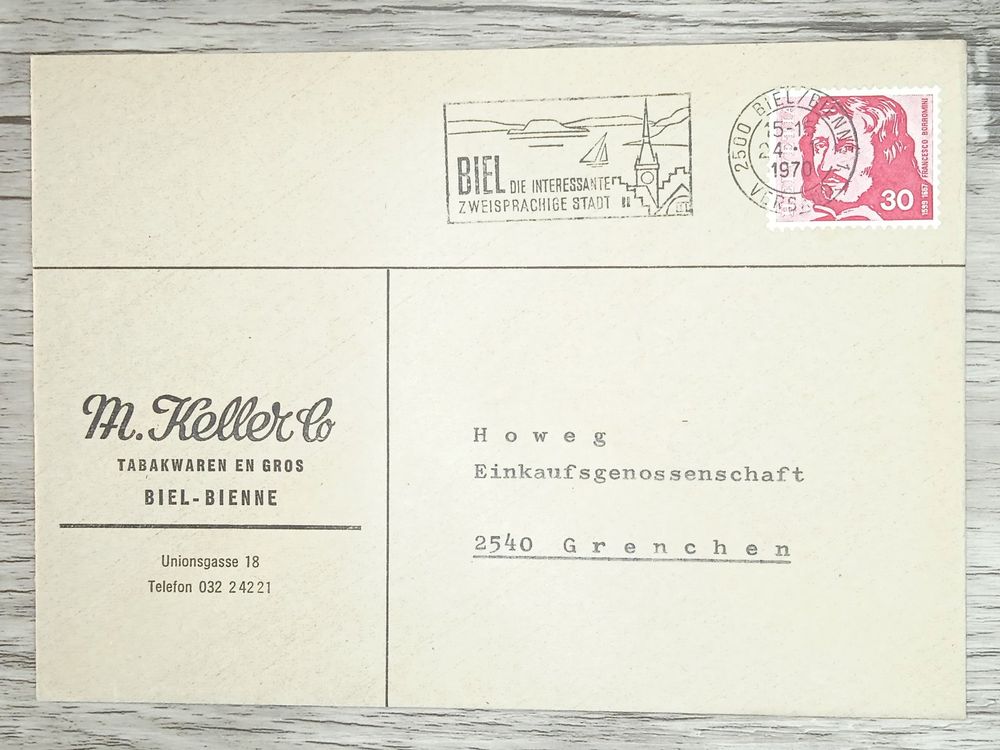TR17 Enveloppe + Timbre Suisse 1970 (Gebraucht) in Cousset für CHF 0.65 – mit Lieferung auf ...