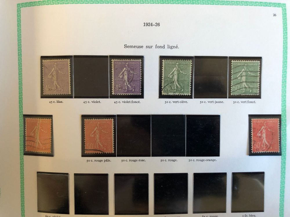 7 timbres obli1924-26 France selon photo (Gebraucht) in Charmey ...