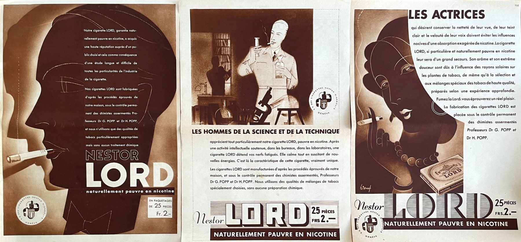 Nestor Lord Cigarettes - 3 alte Werbungen / Publicités 1931 (Gebraucht ...