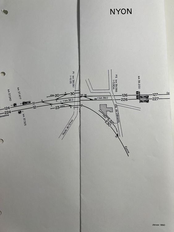 Plan schématique de la gare de Nyon, janvier 1990 | Kaufen auf Ricardo