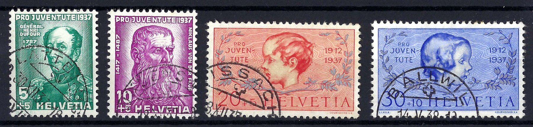 1937 Pro Juventute Satz Katalog-Nr J81-J84 sauber gestempelt (Gebraucht ...