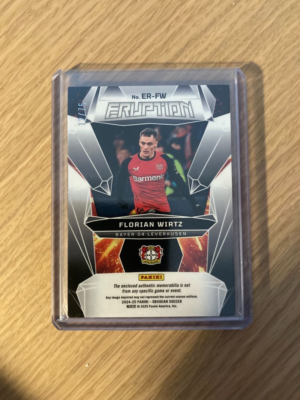Panini Obsidian 2024-25 - Florian Wirtz Patch /75 (Gebraucht) in La ...