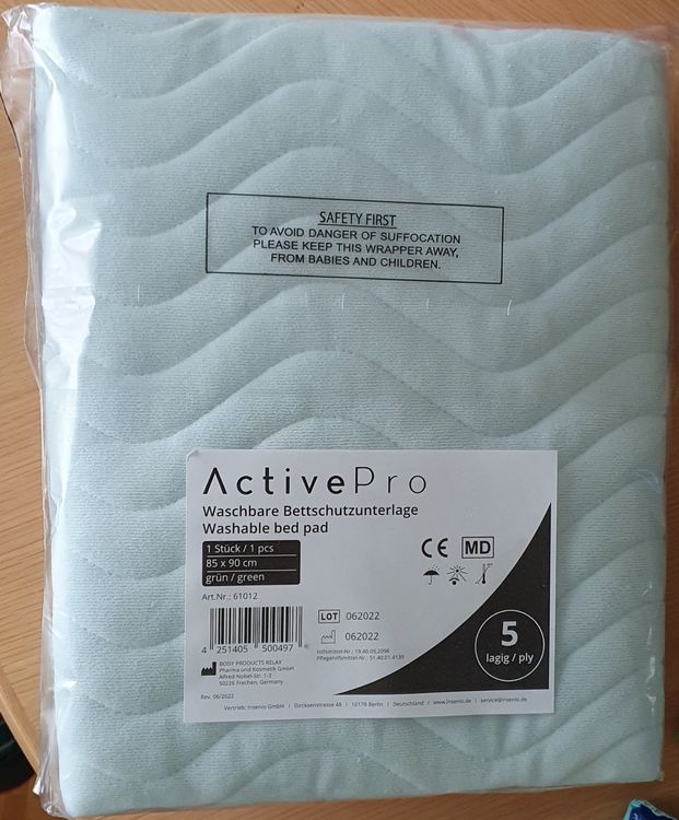 ActivePro waschbare Bettschutzunterlage 85x90 cm, 5-lagig | Kaufen auf Ricardo