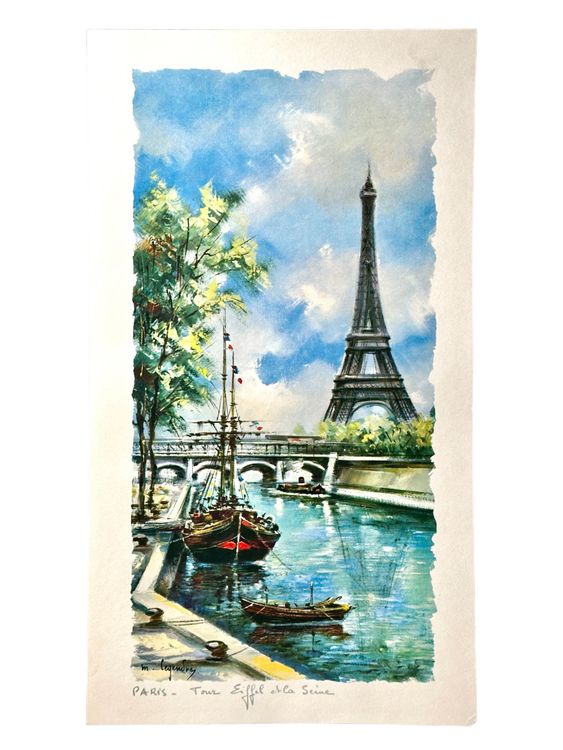 Aquarelle Paris Tour Eiffel et la Seine par MAURICE LEGENDRE | Kaufen auf Ricardo