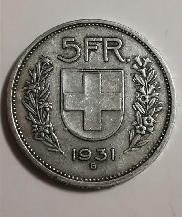 5 Franken 1931 13 Sterne über Kopf (Gebraucht) in Zürich für CHF 18 – mit Lieferung auf Ricardo ...