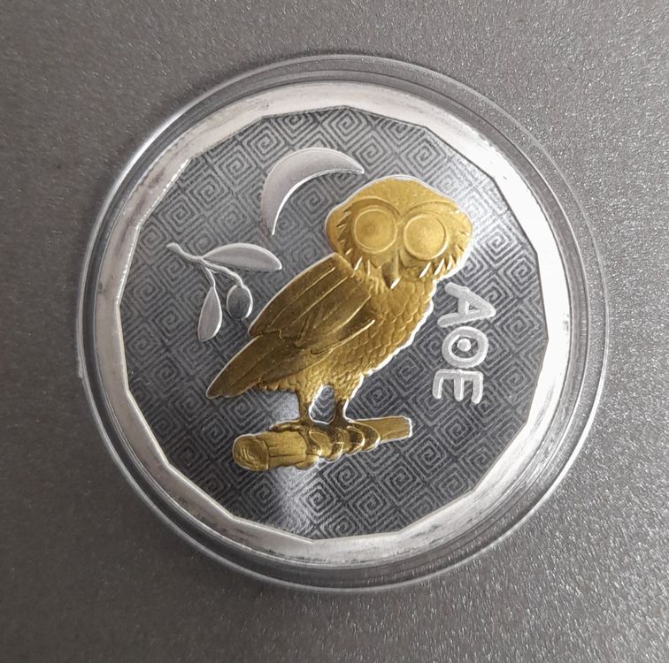 1 OZ Silber 2024 St.Helena Athenian Owl Eule 2024 gilded (Neu (gemäss Beschreibung)) in ...