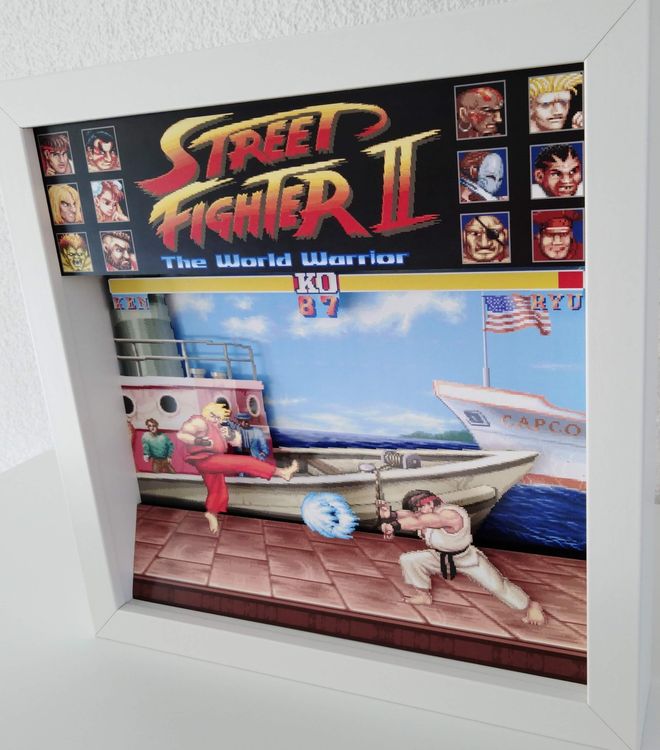 Street Fighter 2 Arcade Ken vs Ryu Shadow Box Diorama (Neu (gemäss ...