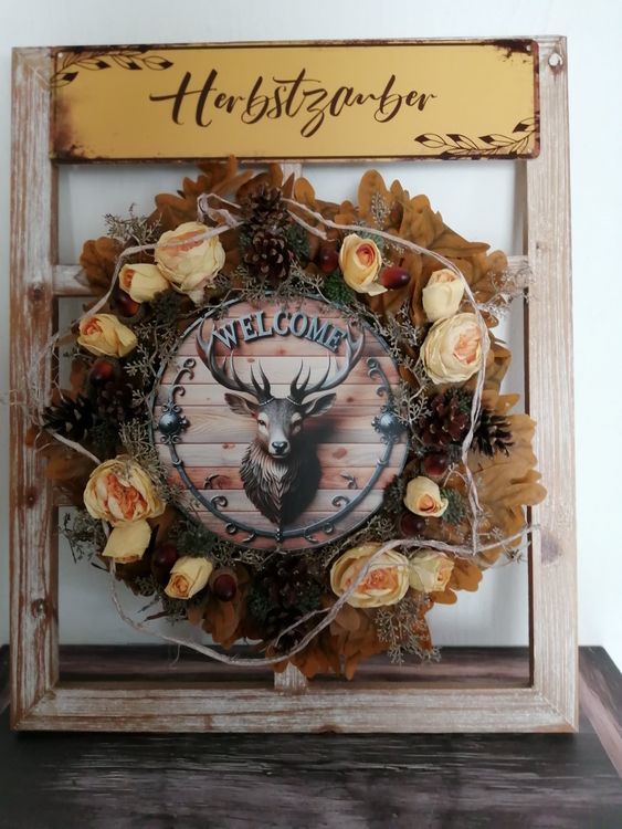 👀Welcome Hirsch Tür Wand Kranz 48cm (Neu und originalverpackt) in ...