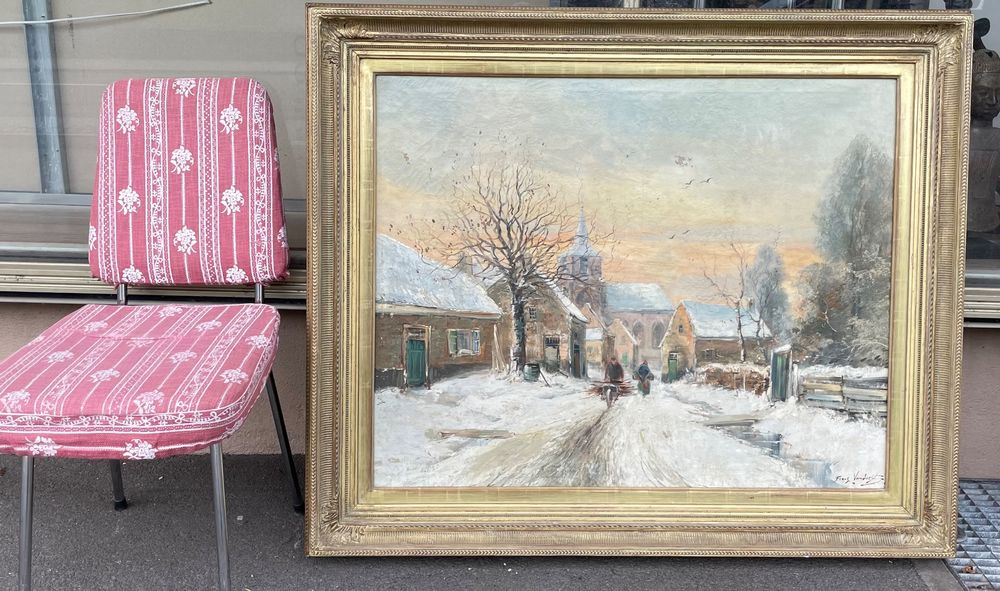 Franz Van Diest grosses Gemälde - Winterliche Landschaft | Kaufen auf ...
