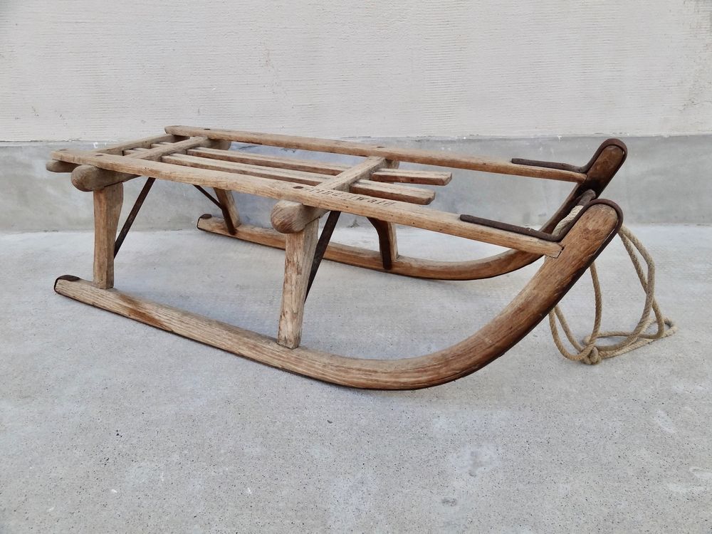 kurzer alter GRINDELWALD Schlitten Holz Holzschlitten 83 cm | Kaufen ...