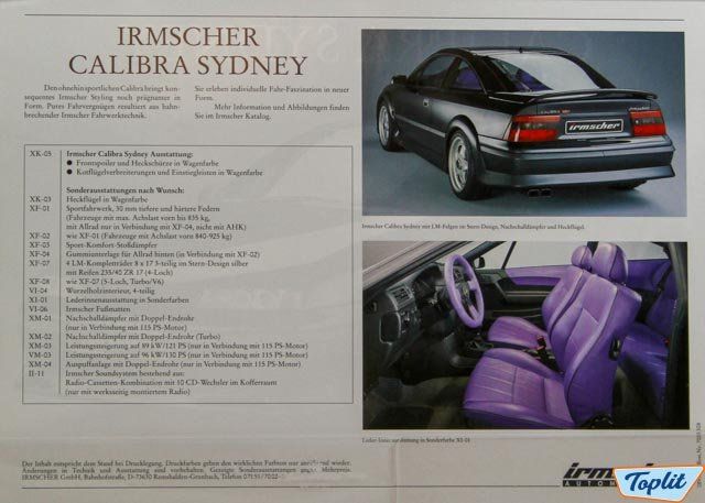 SONDER FLYER IRMSCHER OPEL CALIBRA SYDNEY - 1993 - DE (Gebraucht) in ...