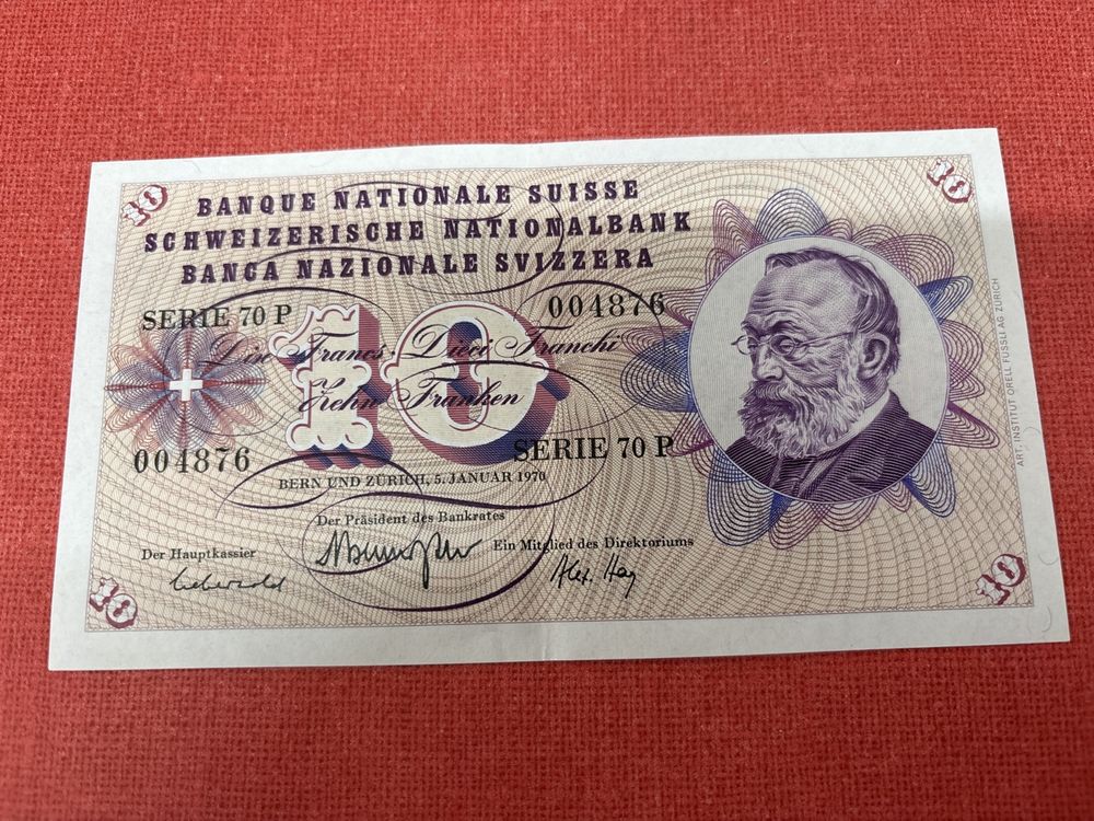Schweizer Nationalbank Note 10 Franken Serie 70 P, 1970 TOP (Neu ...