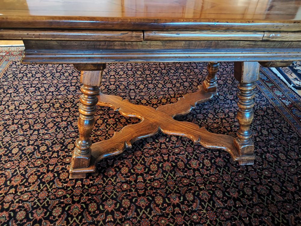 Alter Tisch ausziehbar Massivholz mit Intarsien 120x77x87cm (D'occasion ...