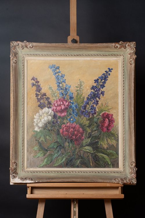 Blumenstillleben Ölgemälde, G. Sobeur, gerahmt, Vintage🎨... (Gebraucht) in Eggenwil für CHF 42 ...