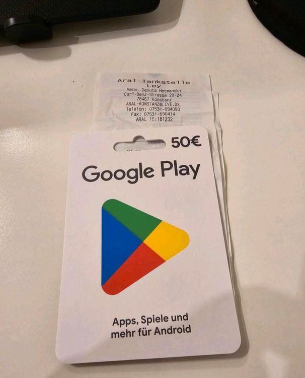 Google Play Geschenkkarte 50 Euro (Neu und originalverpackt) in ...