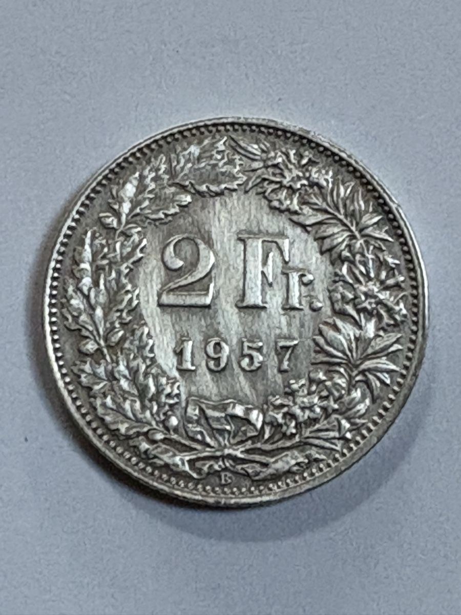 2 Fr. Silbermünze 1957 Helvetica Stehende Top Zustand! (Gebraucht) in Dietwil für CHF 8.5 – mit ...