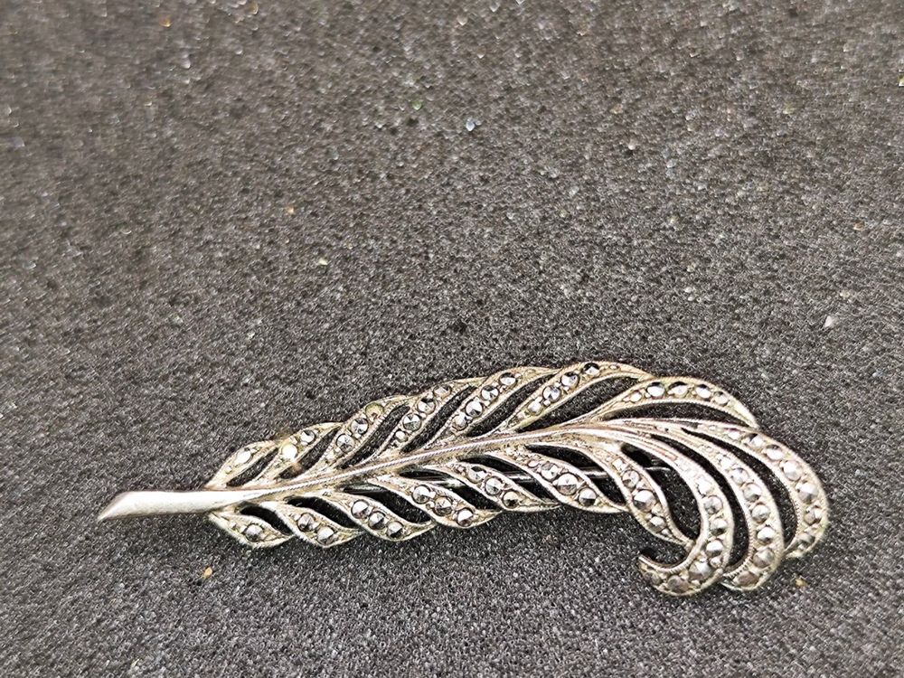 Art Deko 800er Silber Brosche mit Markasiten Meisterpunze (Gebraucht ...