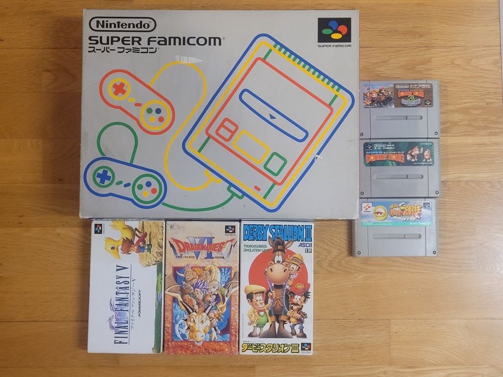 Super Famicom Konsole OVP SNES Japan + Spiele FF5 DQ6 DKC (Gebraucht ...