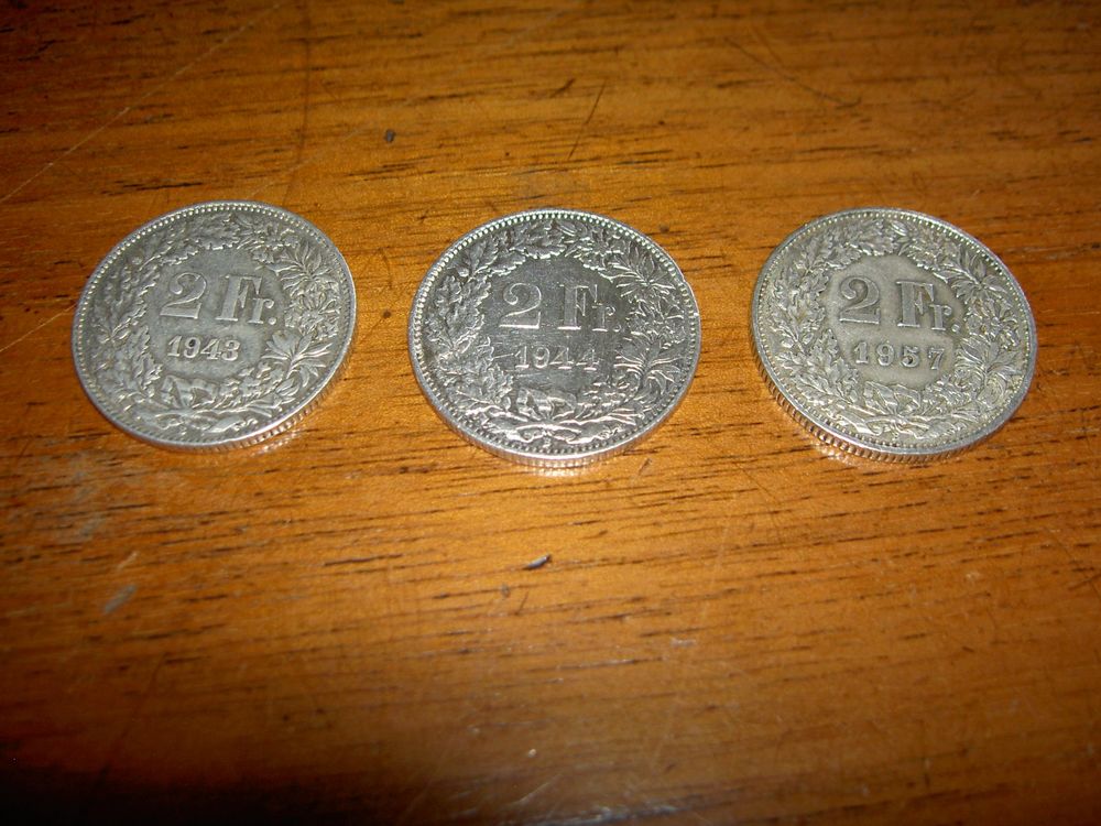 3 Stück 2-Franken Münzen SILBER von 1943, 1944, 1957 | Kaufen auf Ricardo