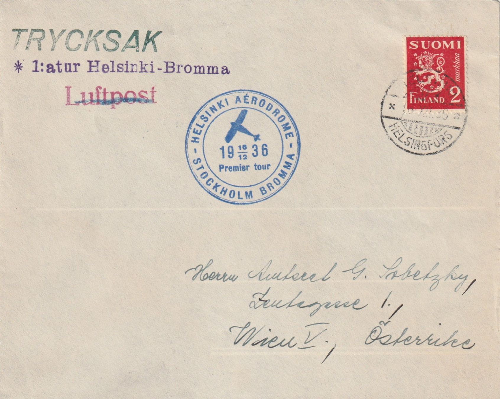 Finnland Luftpostbrief nach Wien 1936 (Gebraucht) in Rorschacherberg ...