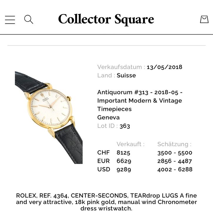 ROLEX CHRONOMETER JUMBO 1945ER TEARDROP LUGS 4364 HANDAUFZUG | Kaufen ...