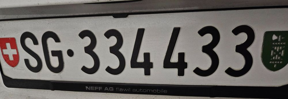 SG 334433 Auto Nummernschild / Kontrollschild / Kennzeichen (Gebraucht ...