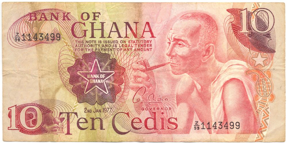 Ghana 10 Cedis 2.1.1977 P16e Ersatznote replacement note | Kaufen auf ...