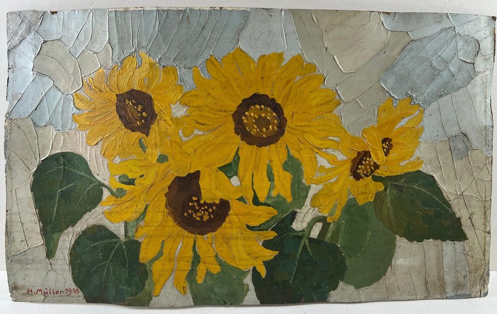 Heinrich Müller (1885-1960) Sonnenblumen Gemälde Signiert (D'occasion) à Neuhausen am Rheinfall ...