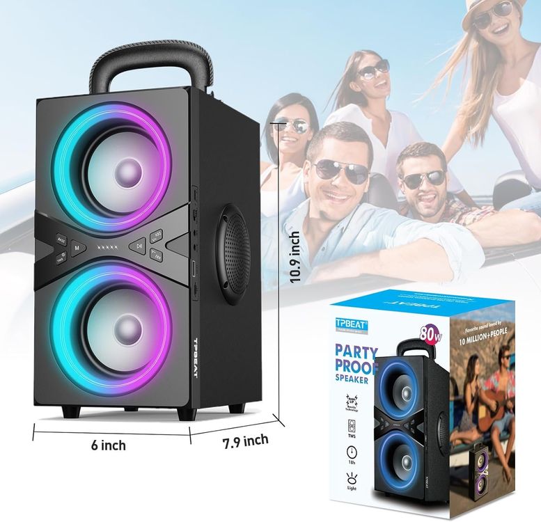 Leistungsstarke 80W Bluetooth Box mit Bass Boost & LED-Show (Neu und ...