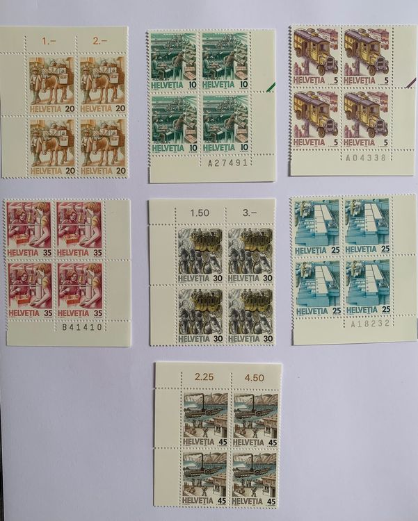 Helvetia 1986-1989 Postbeförderung 13 Vierer Blocks ** (Neu (gemäss Beschreibung)) in Zürich für ...